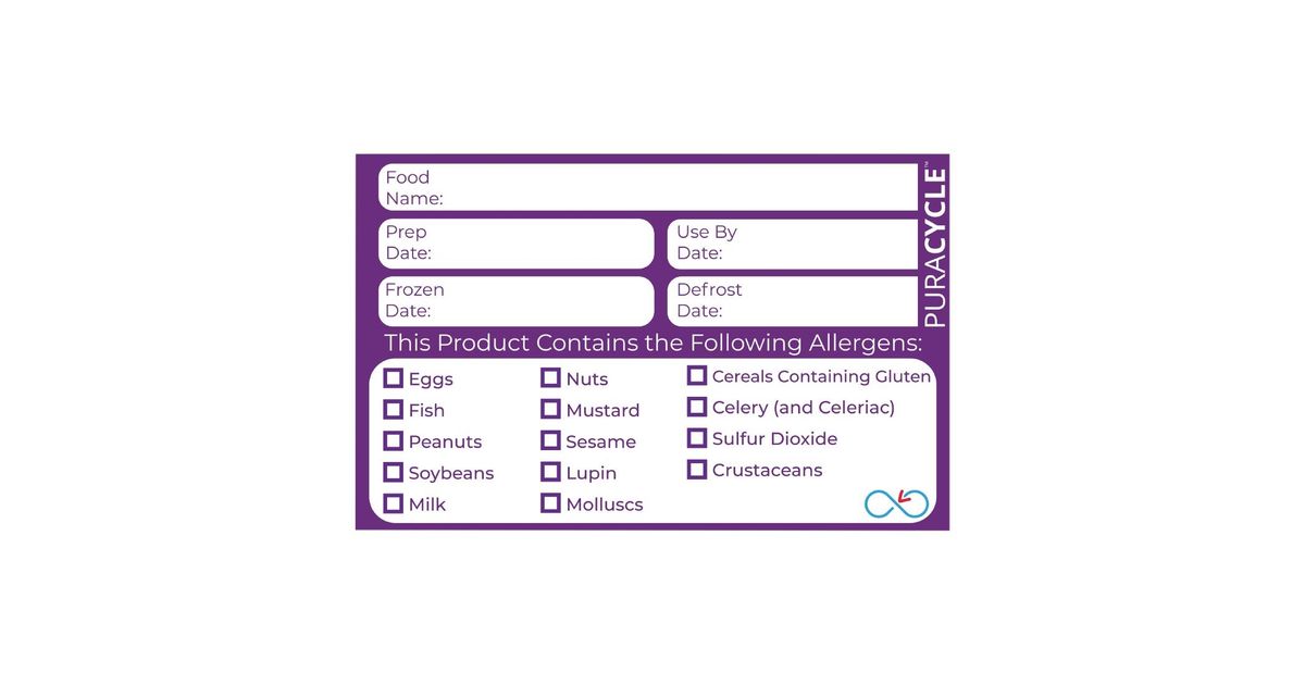 PuraCycle DC458 Reusable Purple Allergen Labels (Pack of 20) - Catering ...