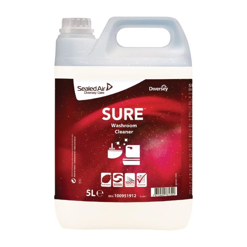 Diversey SURE Washroom Cleaner Concentrate 5Ltr (2 Pack) - Catering ...