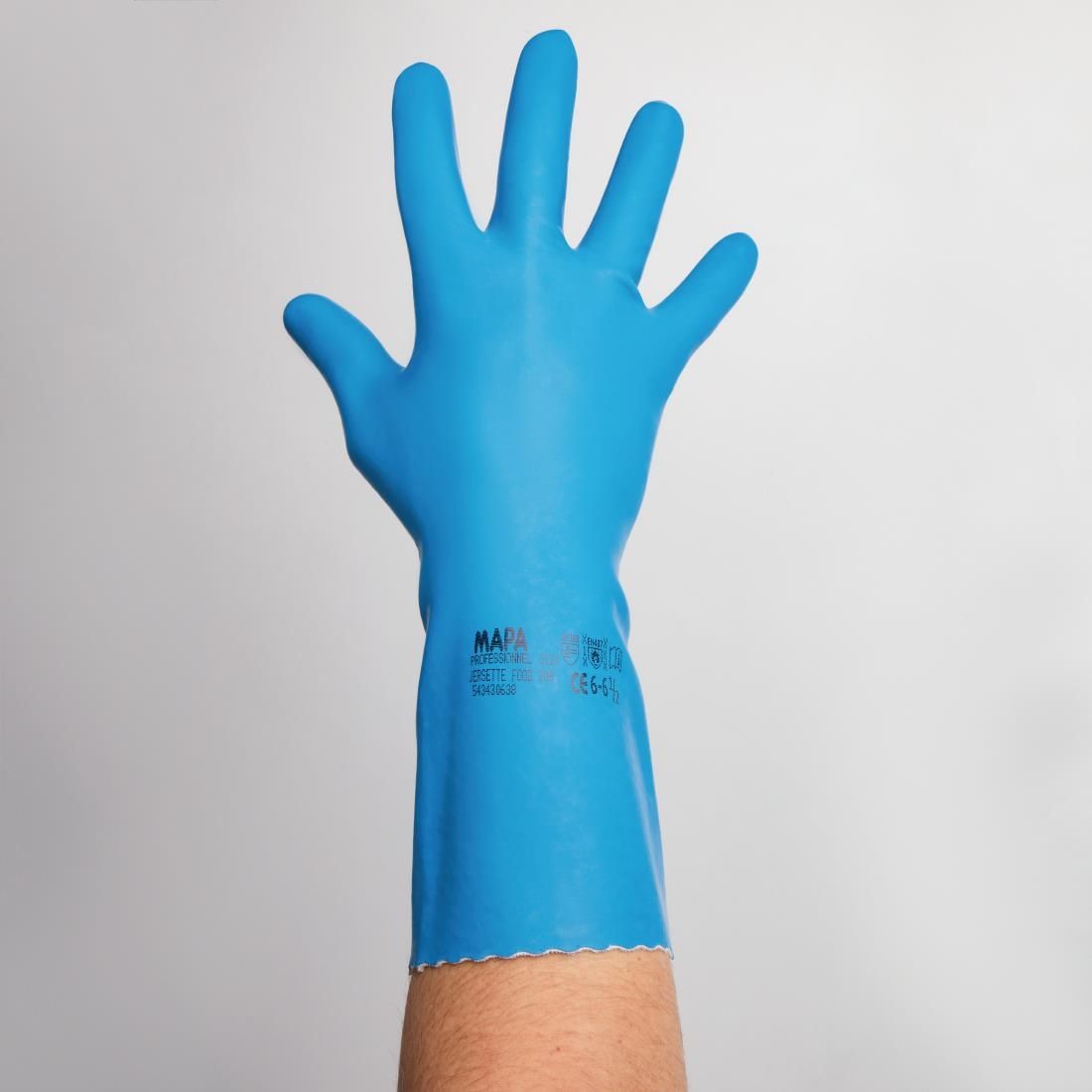 Mapa Jersette 308 FA294-M Liquid-Proof Food Handling Gloves Blue Medium ...