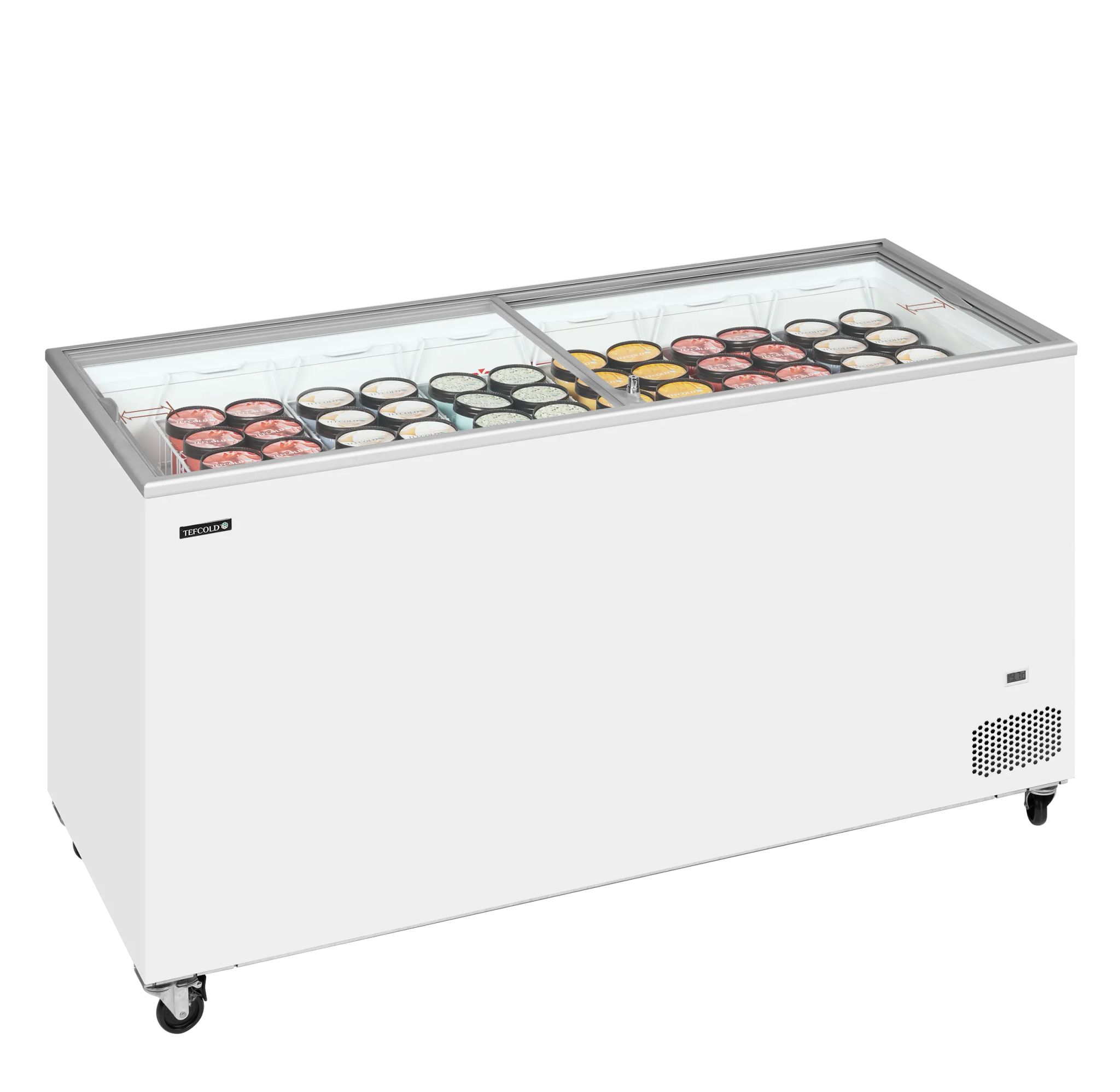 Tefcold IC502SC 491 Ltr White Display Chest Freezer With Flat Glass Lid ...