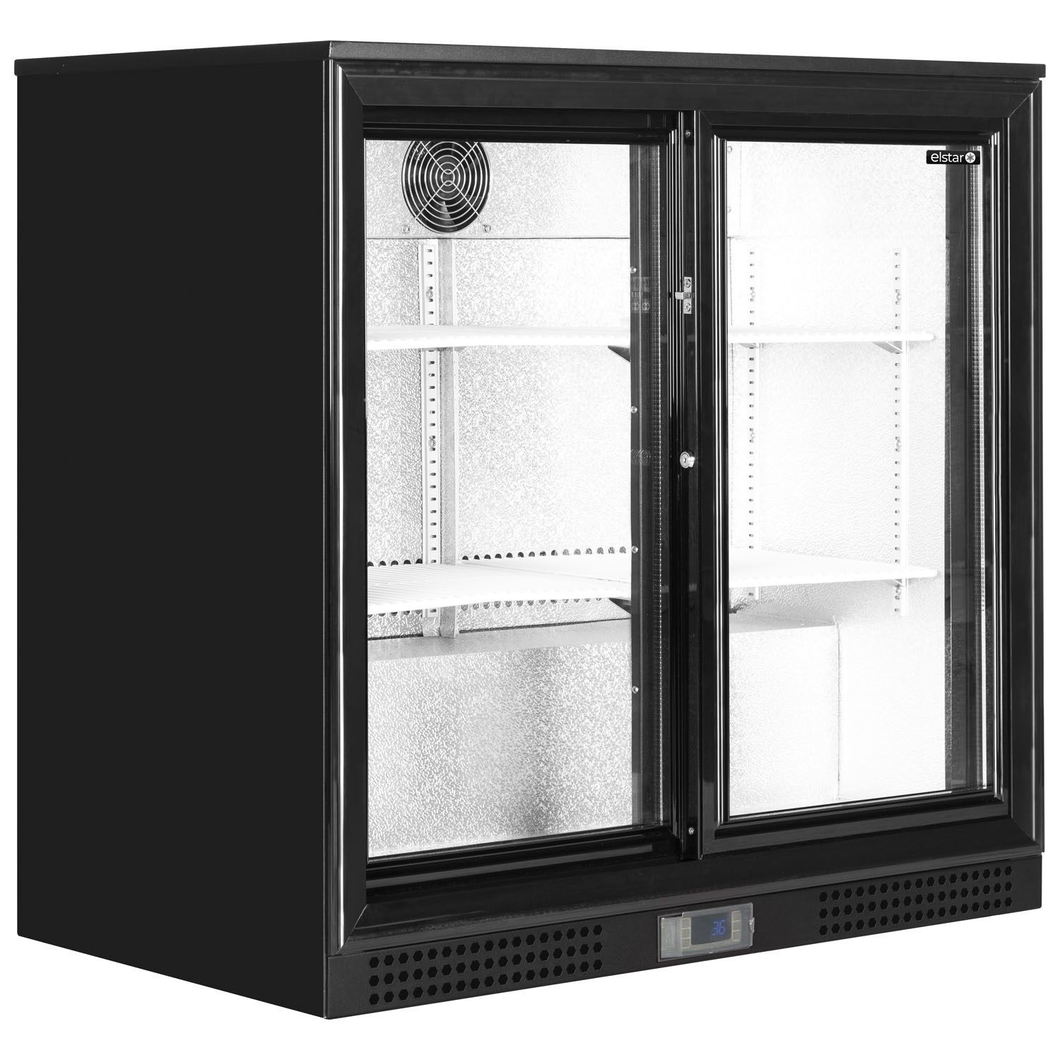 Elstar EM231S 191 Ltr Undercounter Double Sliding Glass Door Black Bar ...